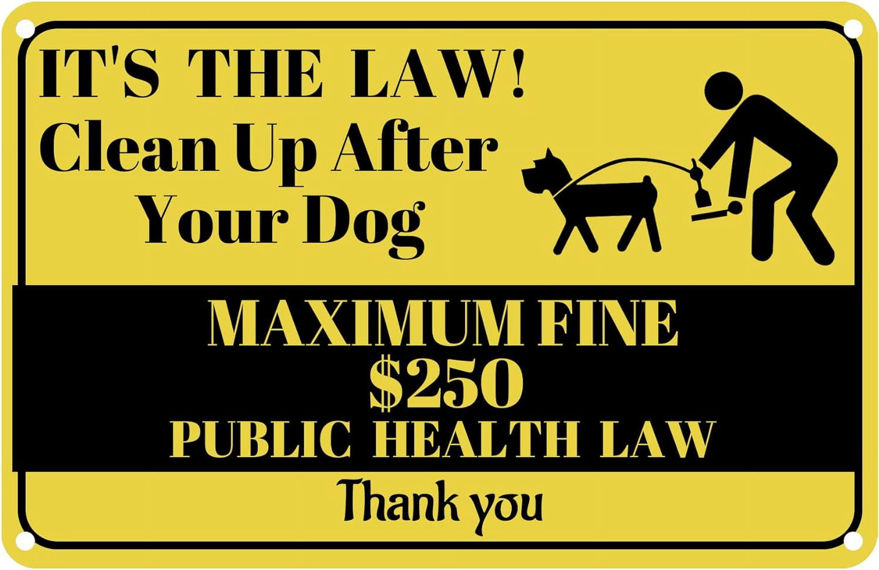 Clean Up After Your Dog Metal Sign 12 x 8 Inch Lawn Sign No Pooping Dog ...