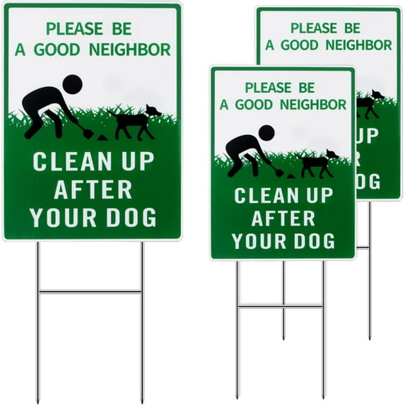 Clean Up After Your Dog Sign with Metal Stake,13"X10" Double Sided Dog ...