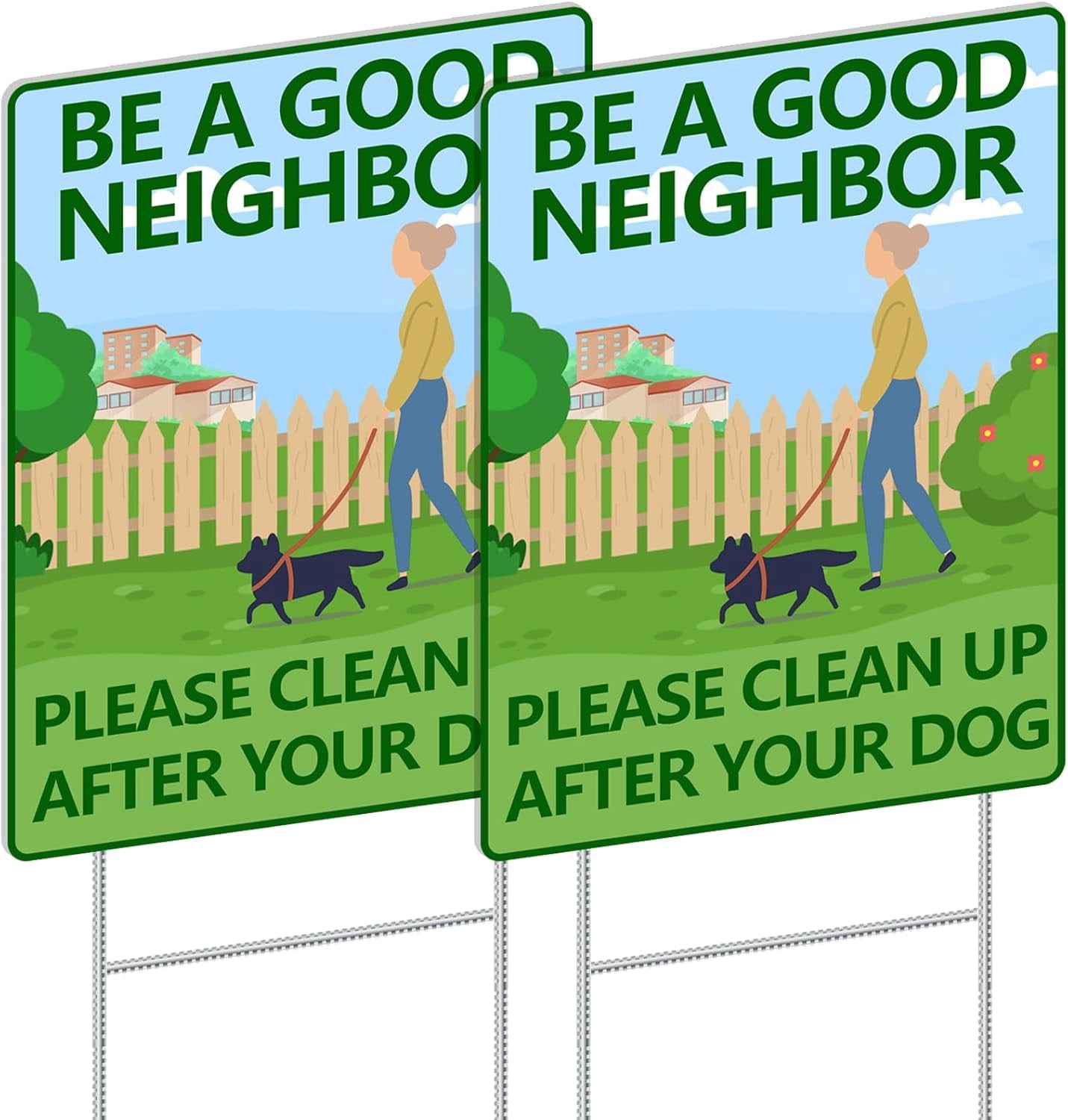 Clean Up After Your Dog Signs for Yard 2 Pack - 12.6x9.5Inches No Dogs ...