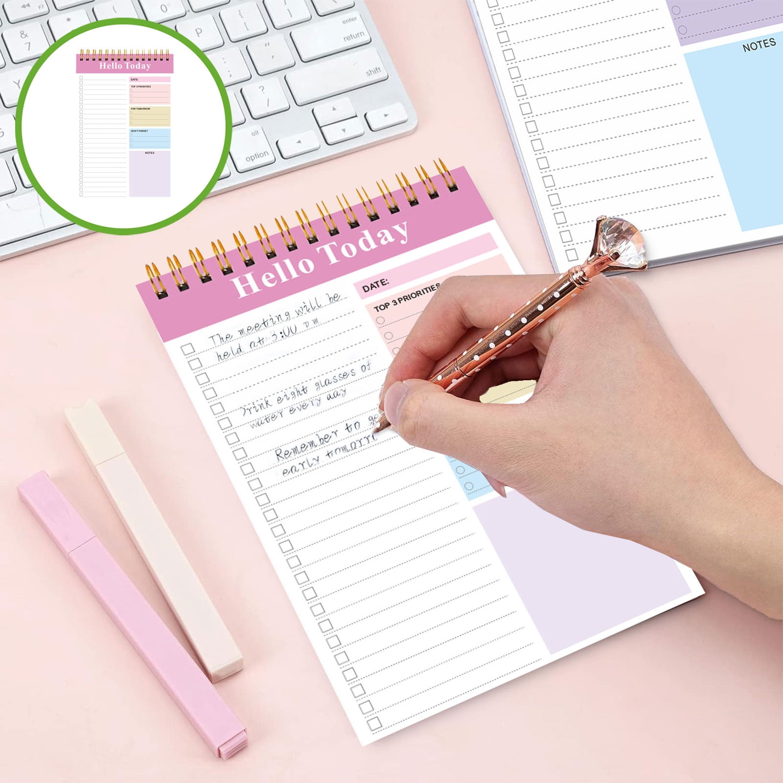 Clean Essentials, High Color A5 Coil Daily Planner, 52-page Note Record ...