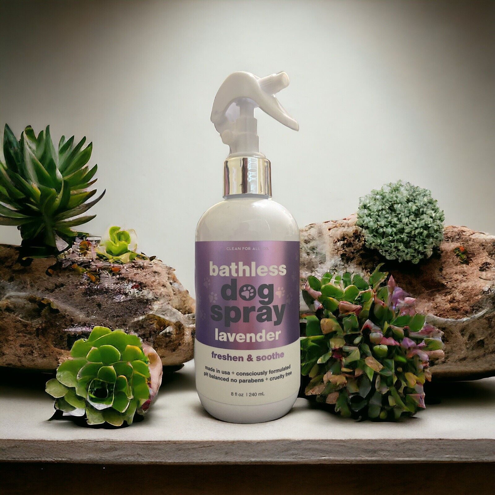 Clean For All Co Lavender Bathless Dog Spray W/ Hemp Oil pH Bal Freshen ...