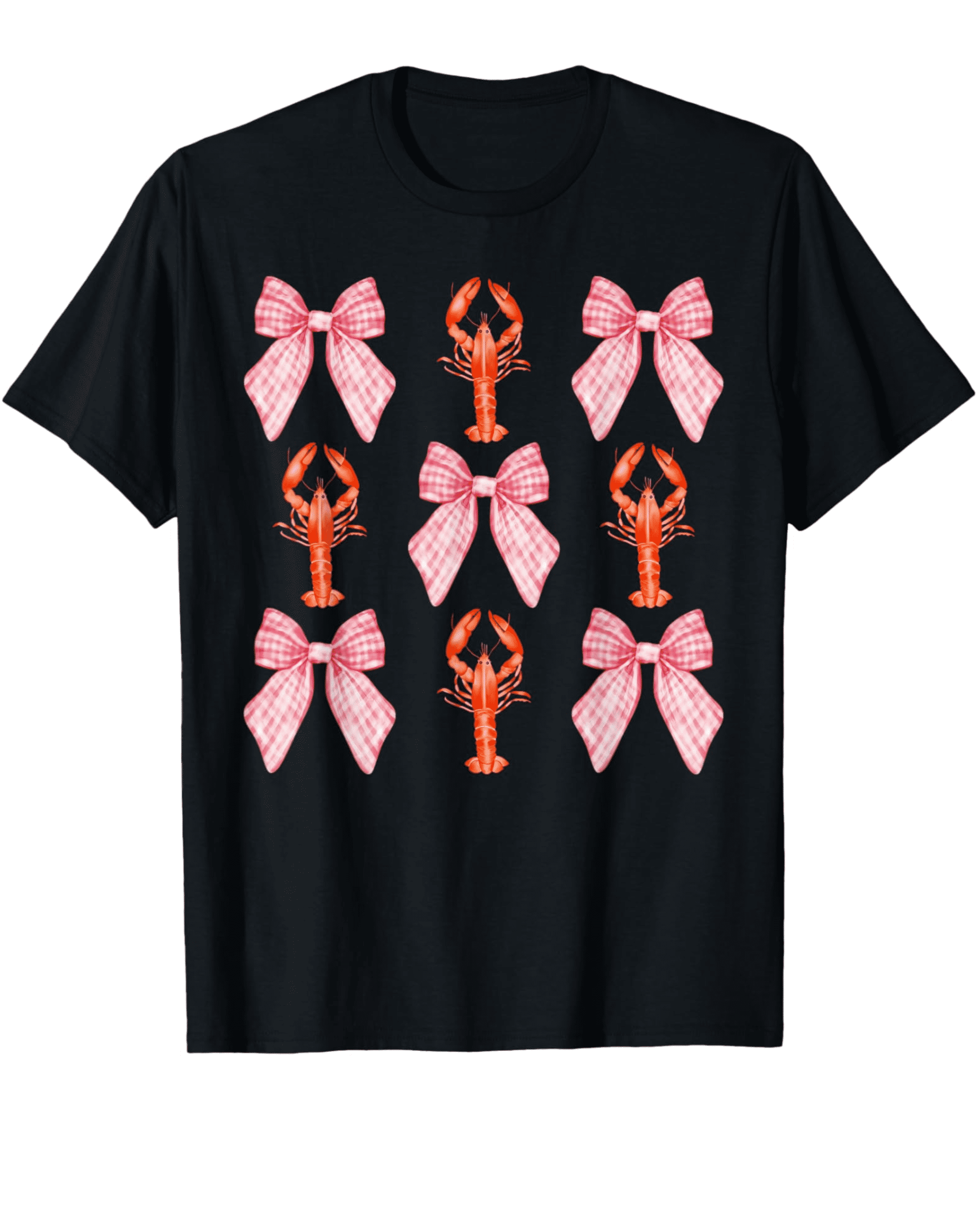 Clean Girl Aesthetic Pink Bow Cute Coquette Crawfish T-Shirt V15 ...