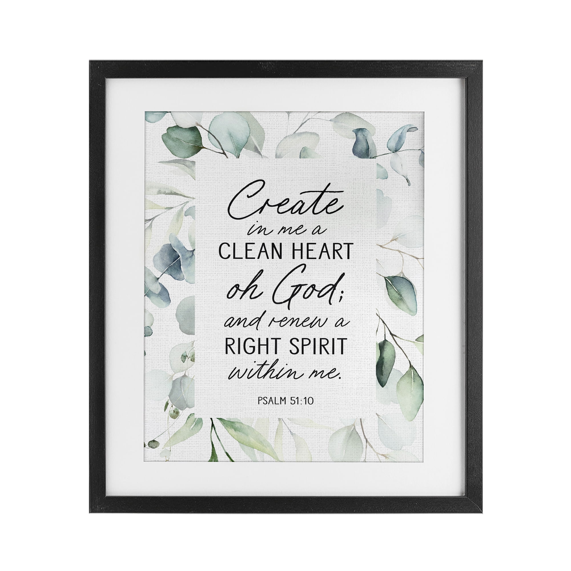 Clean Heart & Right Spirit Black Framed Print Under Glass, design by ...