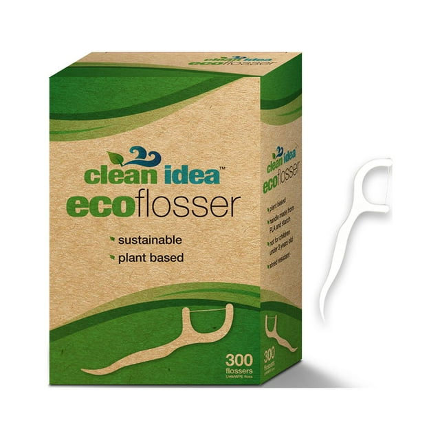 Clean Idea Non-Toxic Eco Flosser 300ct | Biodegradable Handle | Ultra ...