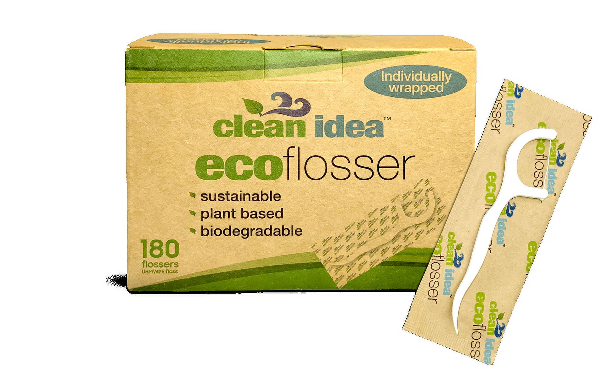 Clean Idea Eco Flosser Individually Wrapped 180 Floss Picks - Walmart.com