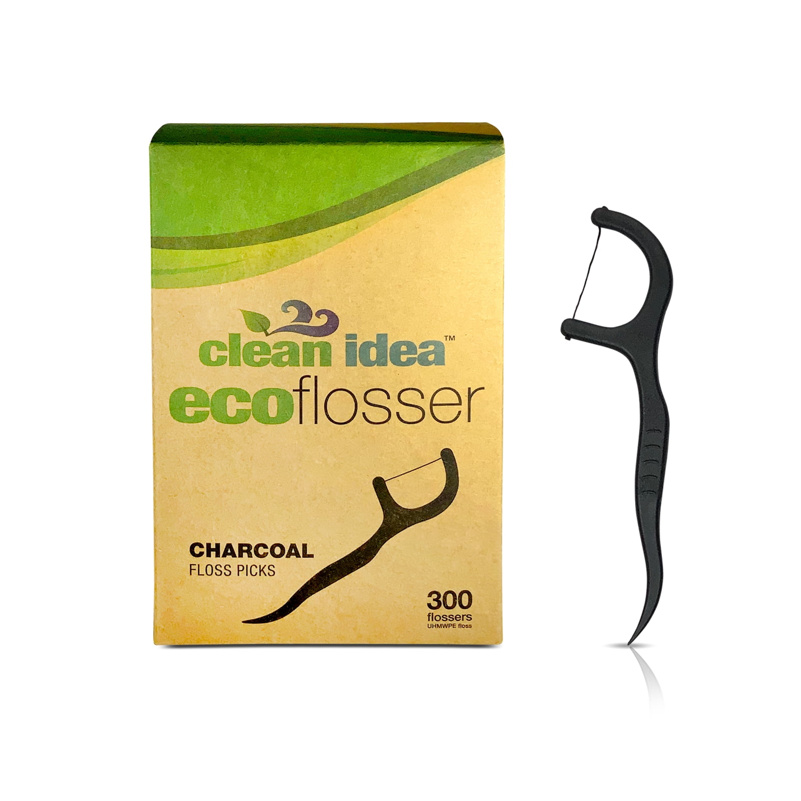 Clean Idea Eco Flossers, Charcoal, 300ct, Durable Dental Floss Picks ...