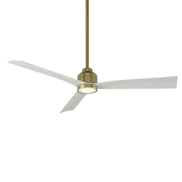 Curtiss MCM Wood Blades Ceiling Fan with LED Light Kit, Satin Brass ...