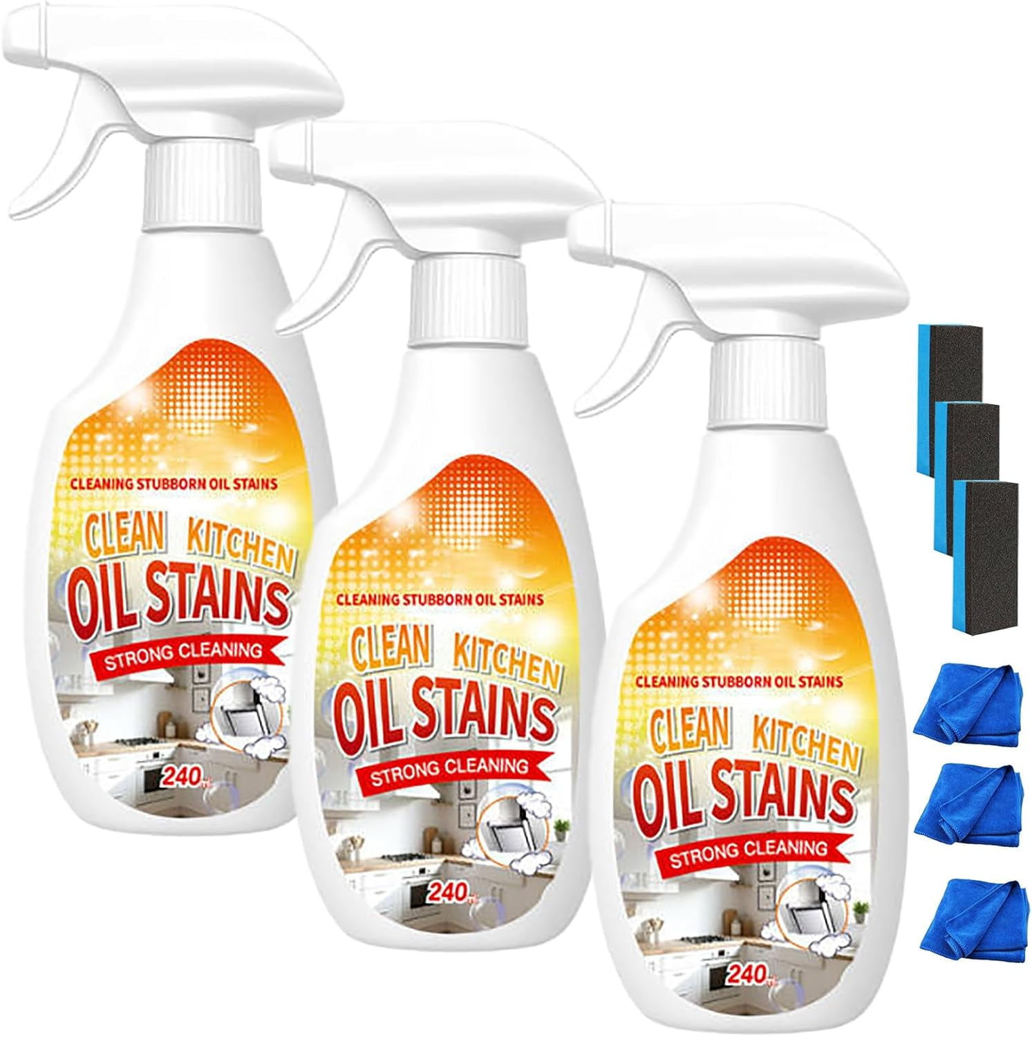 Clean Kitchen Oil Stains Spray, Heavy-Duty Kitchen Degreaser Foam ...