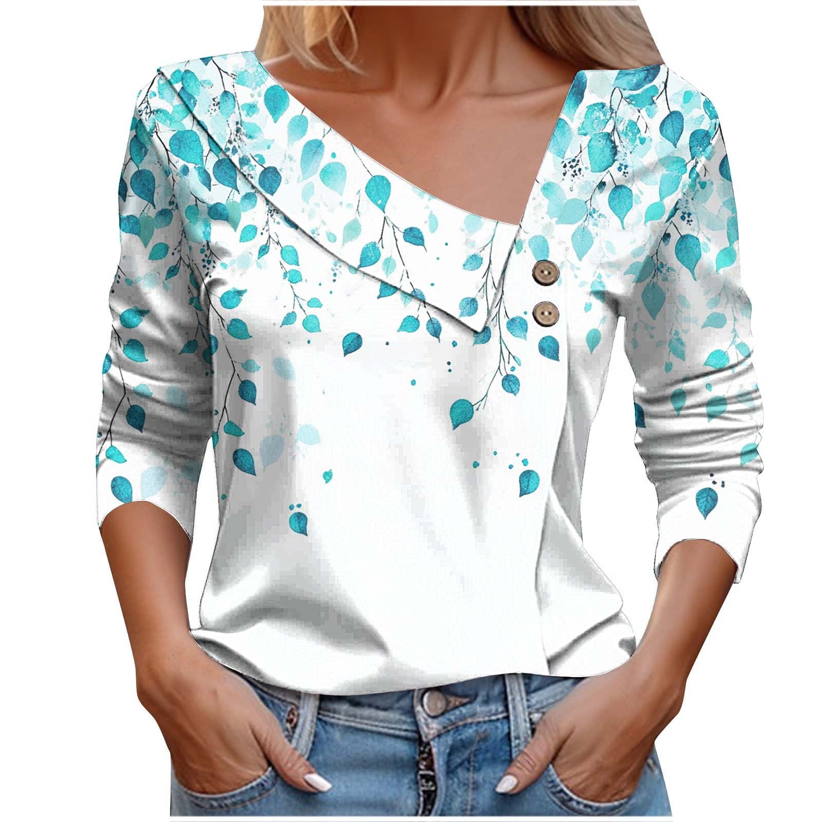 Clean Line Geometry Tops for Women Tie-Dye T-Shirts 3/4 Sleeve Tee ...