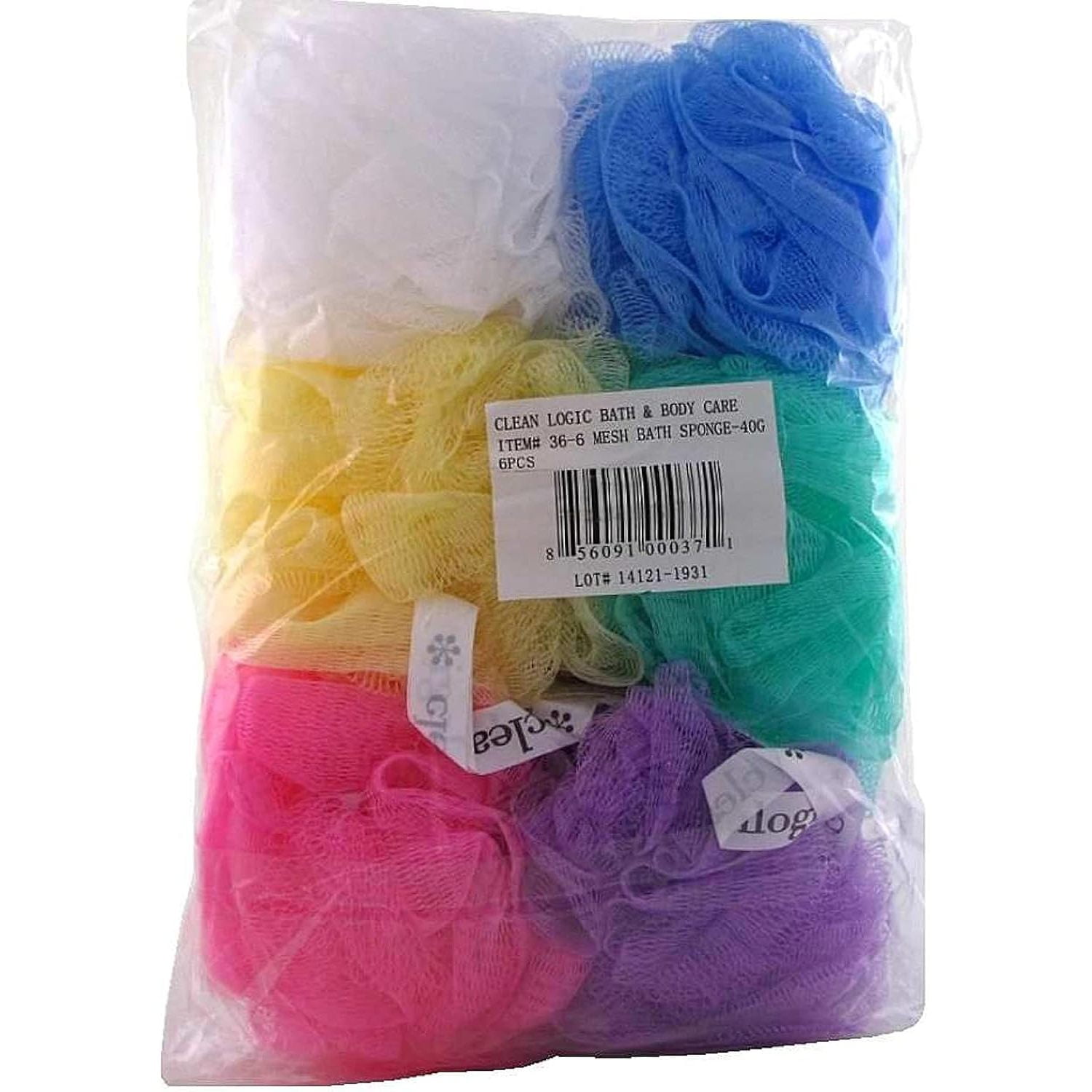Clean Logic Mesh Bath Sponge 40G (6 Pieces) Assorted Colors - Walmart.com