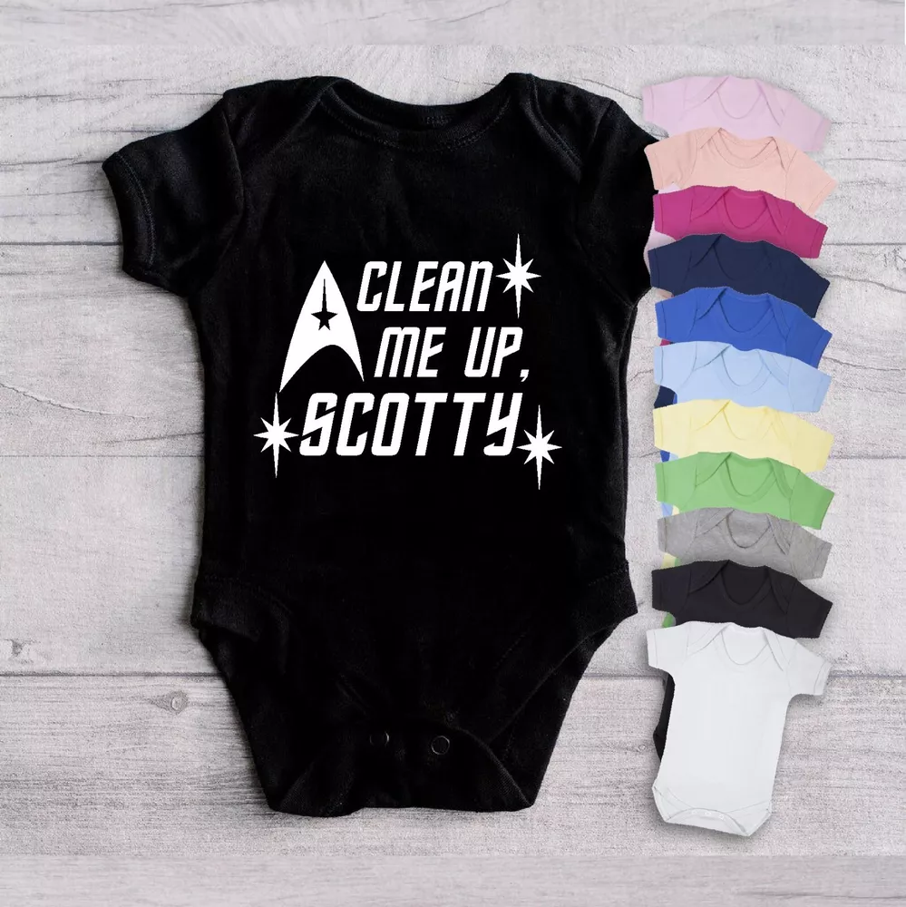 Clean Me Up Scotty Baby Bodysuit Babygrow Vest Geeky Funny Gift Mum Dad ...