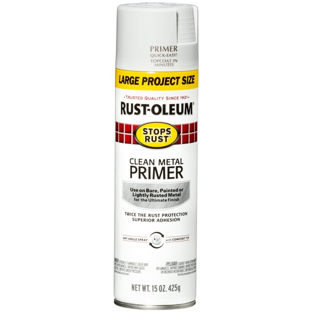 Clean Metal White, Rust-Oleum Stops Rust Flat Primer Spray, 15 oz ...