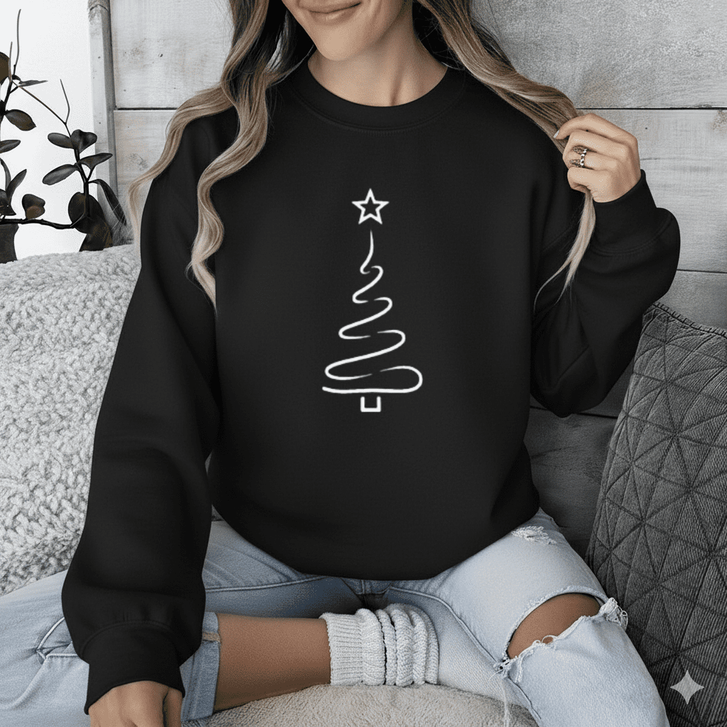 Clean Minimal Holiday Tree Line Art Simple Winter Seasonal Graphic ...