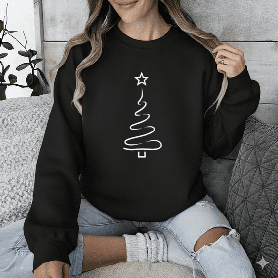 Clean Minimal Holiday Tree Line Art Simple Winter Seasonal Graphic ...