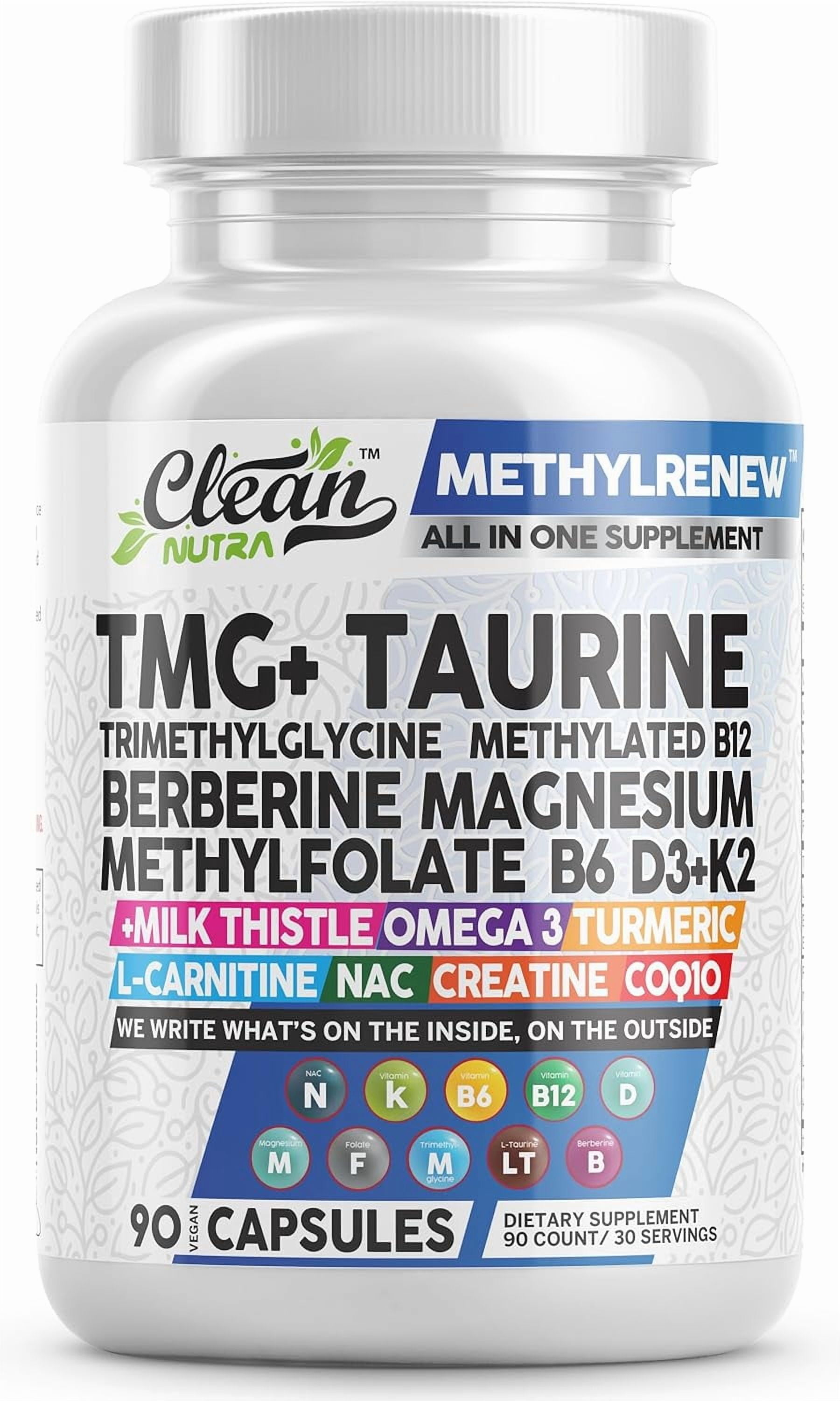 Clean Nutraceuticals Methylated Multivitamin, TMG, Taurine, Omega 3 ...