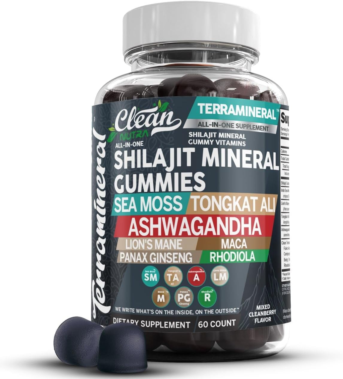 Clean Nutra Shilajit Mineral Gummies, All-in-One Supplement with Sea Moss, Tongkat Ali ...
