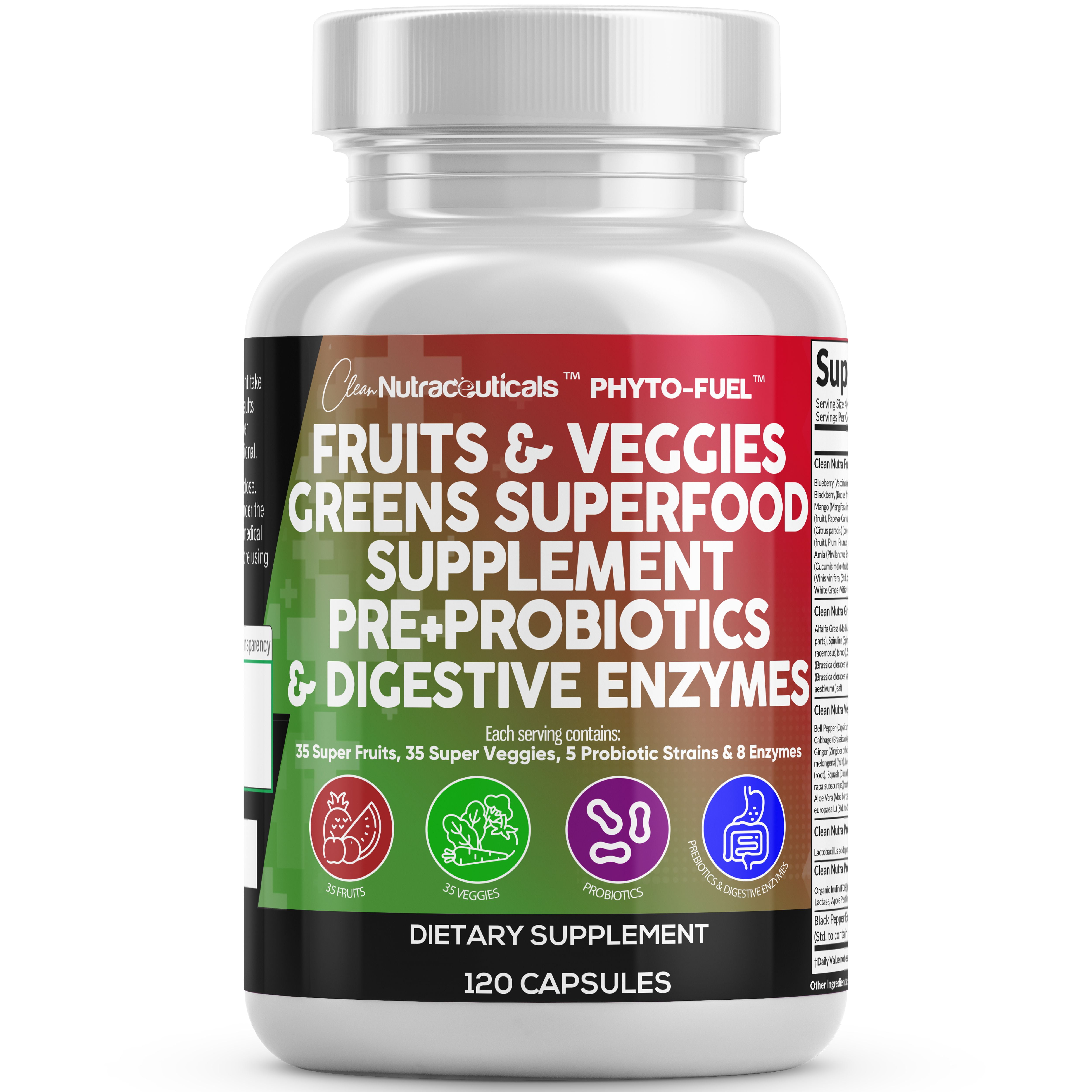 Clean Nutraceuticals Fruits and Veggies Supplement Reds & Green ...