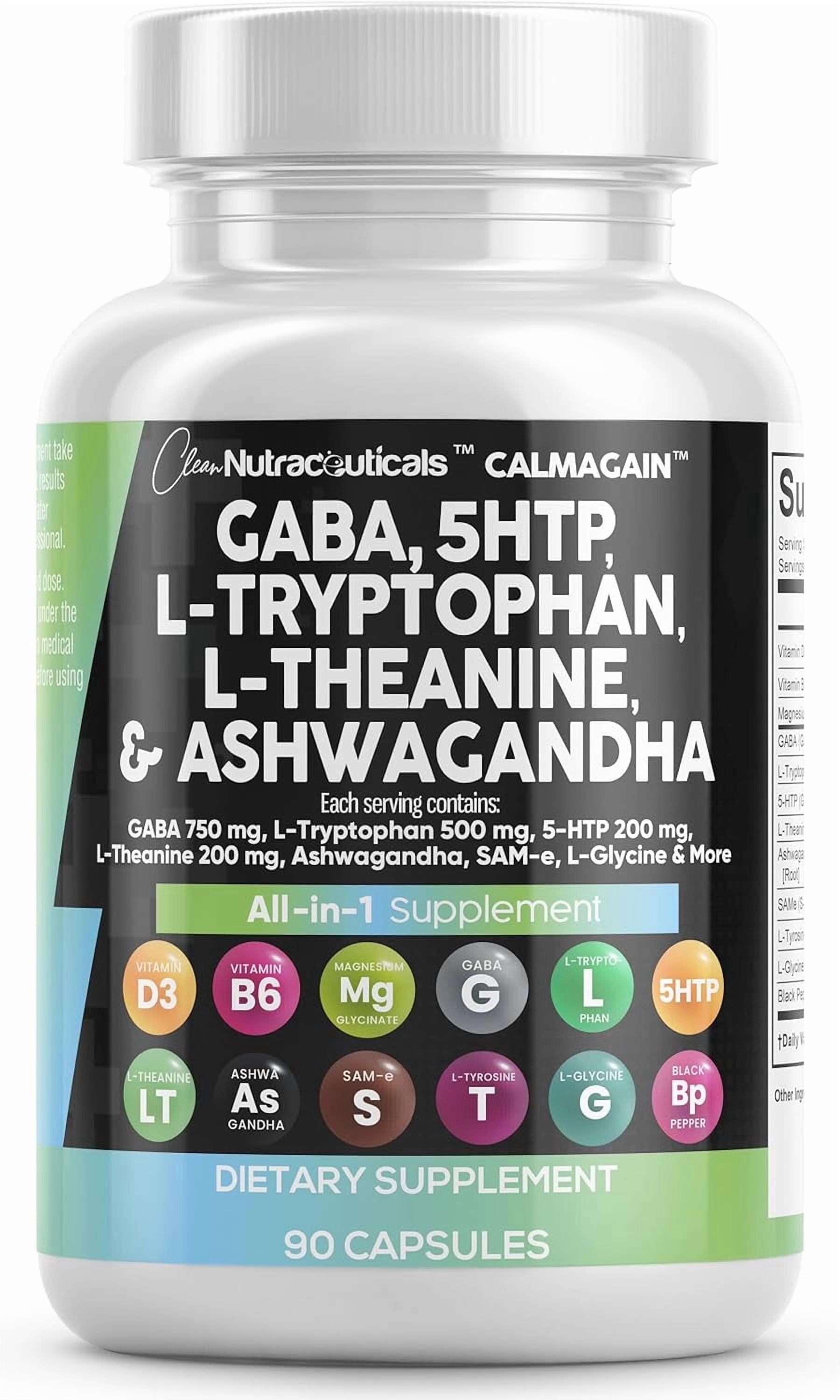 Clean Nutraceuticals GABA 5 HTP L Tryptophan L Theanine Ashwagandha SAM ...