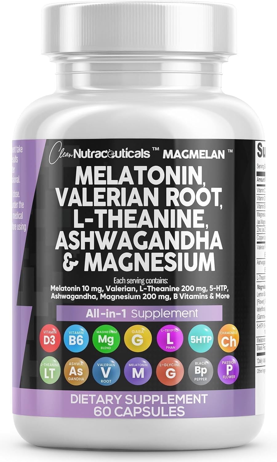 Clean Nutraceuticals Melatonin Valerian Root L Theanine Ashwagandha ...