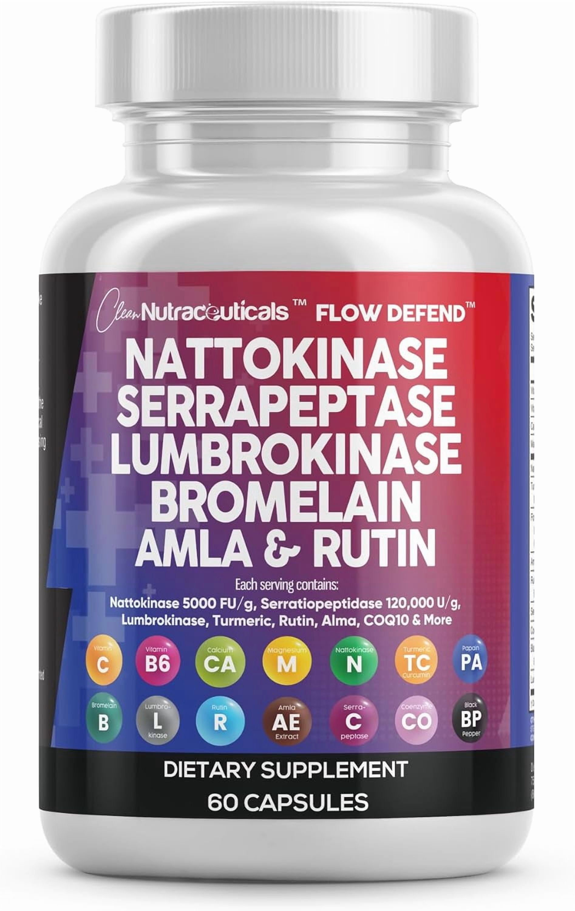 Clean Nutraceuticals Nattokinase 4000 FU, Serrapeptase 120000 SPU ...