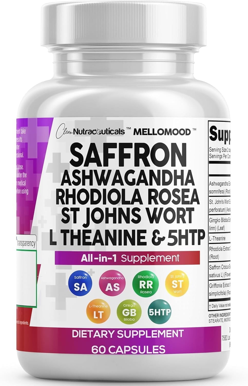 Clean Nutraceuticals Saffron Supplements, Ashwagandha, Rhodiola, Stress ...