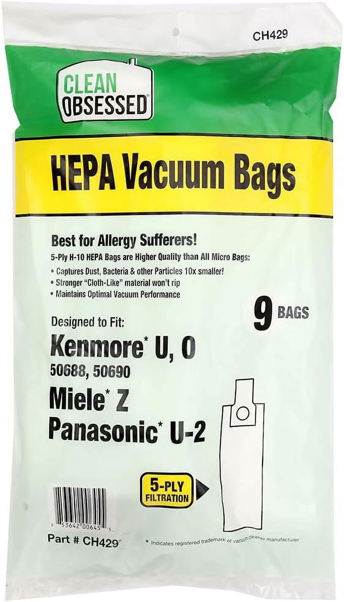 Clean Obsessed H-10 HEPA Bags Fits Kenmore U, O 50688, 50690, Miele Z ...