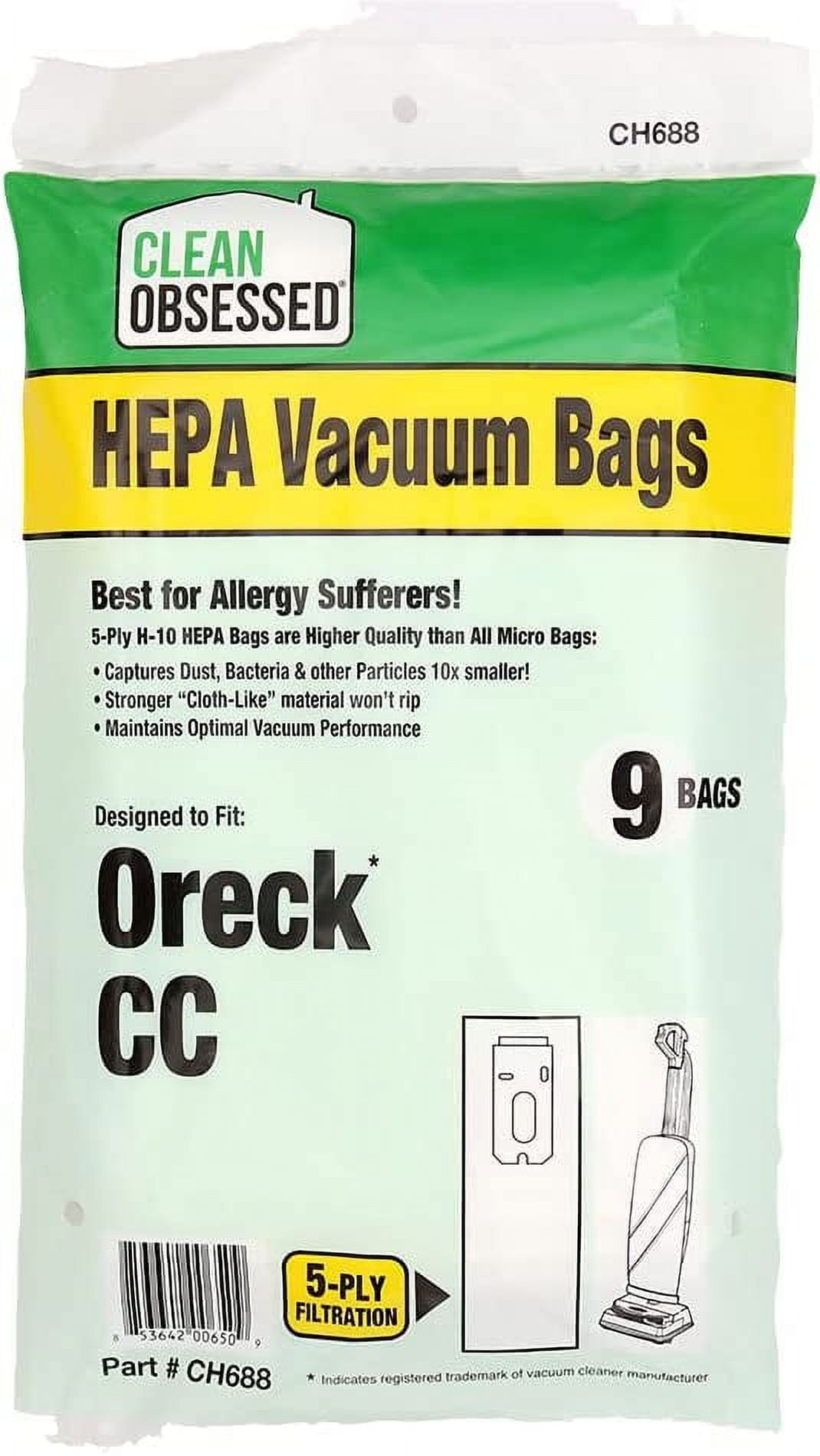 Clean Obsessed H-10 HEPA Bags Fits Oreck Type CC Upright Vacuum ...