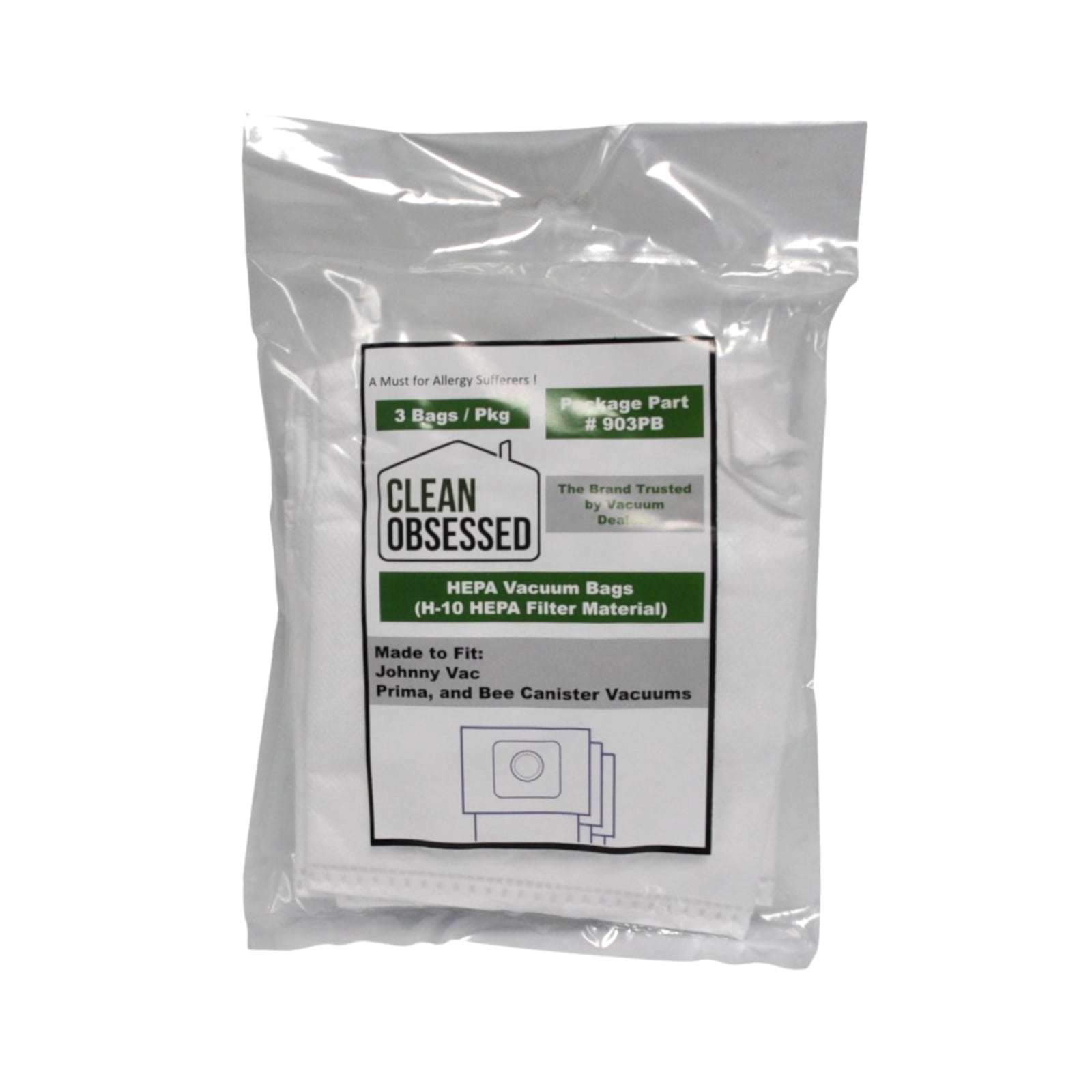 Clean Obsessed HEPA Bags Designed To Fit Johnny Vac Prima and Bee ...