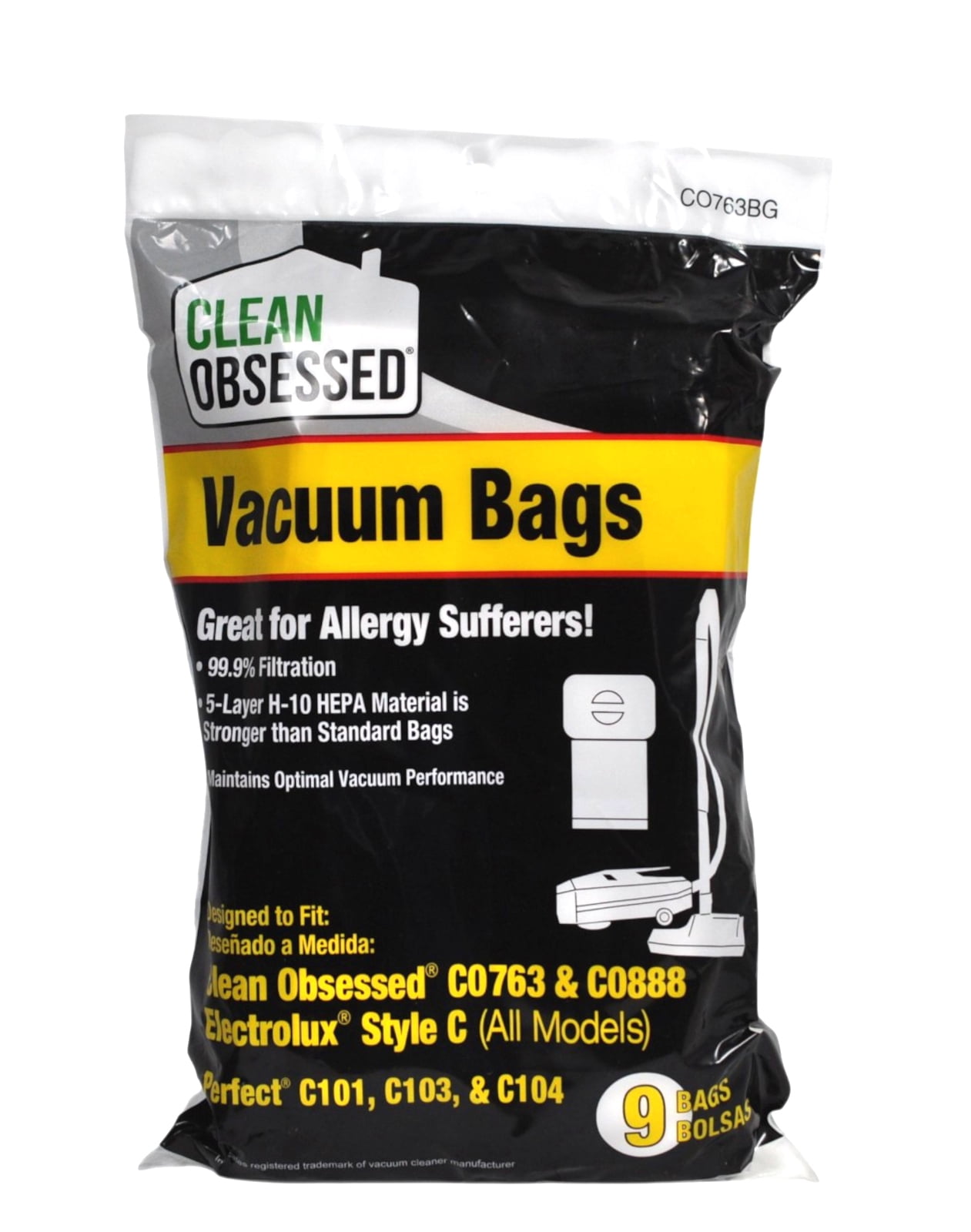 Clean Obsessed HEPA Vacuum Bags for CO763 and CO888 Perfect 101 103 104 ...