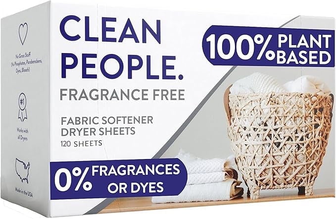 Clean People Fragrance Free Fabric Softener Dryer Sheets, 120 Pack ...