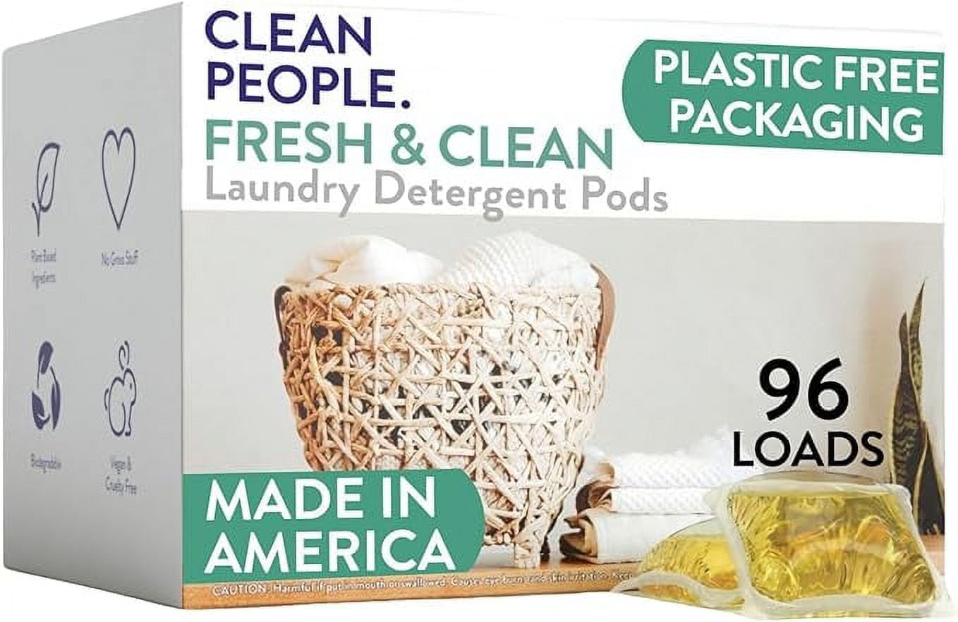Clean People Laundry Detergent Pods, Fresh Scent, Gentle, 96 Pack ...