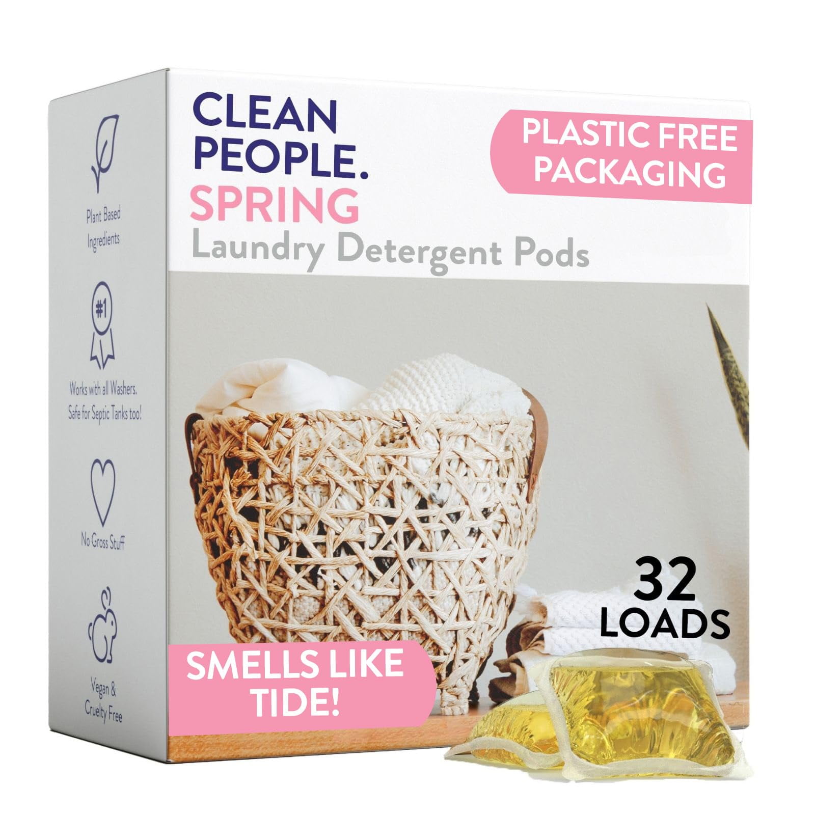 Clean People Laundry Detergent Pods - Recyclable Packaging, Hypoallergenic, Stain Fighting ...