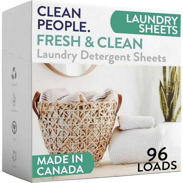 Clean People Non-Toxic Laundry Detergent Sheets - Fresh Scent, 96 Pack ...