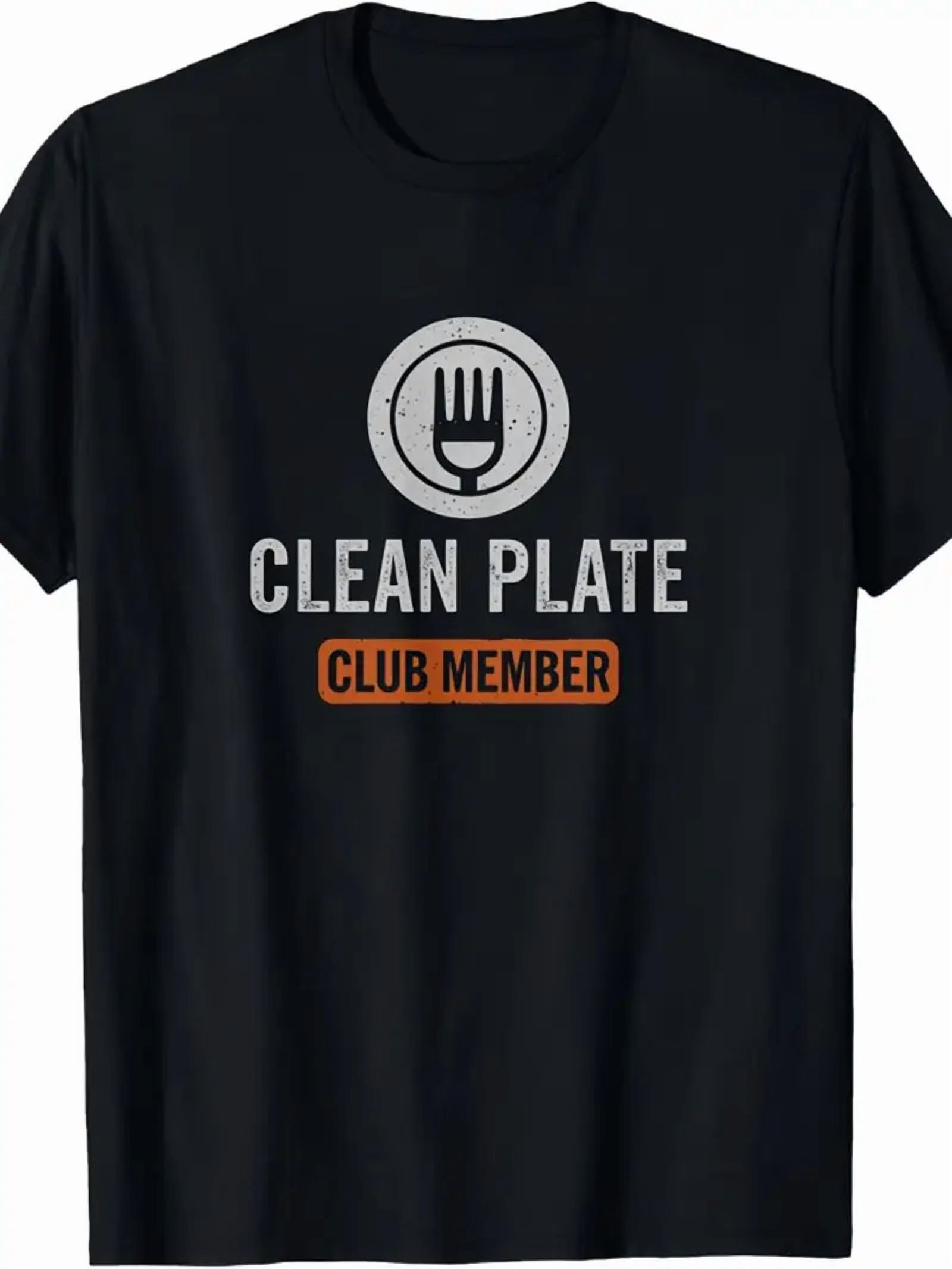Clean Plate Club Member Graphic T-Shirt - Unisex Black Casual Short ...