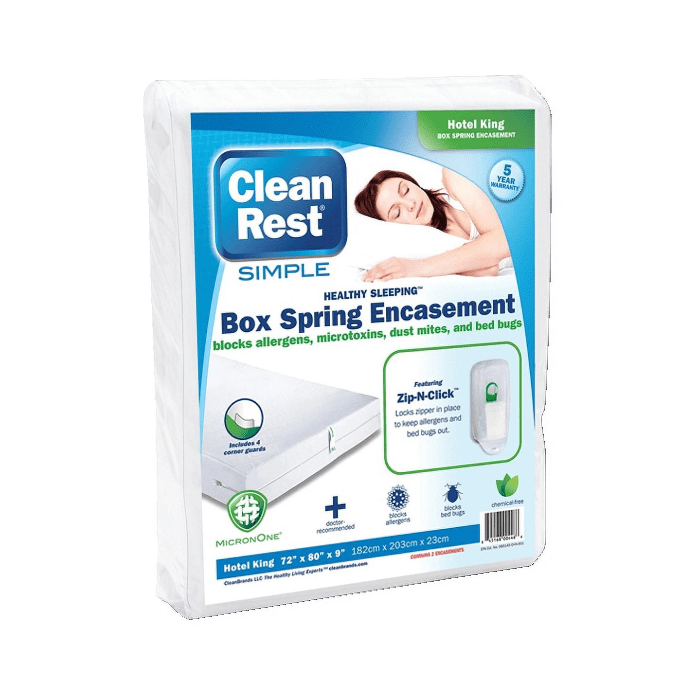 Clean Rest SIMPLE Box Spring Bed Bug Encasement Cover HOTEL KING ...