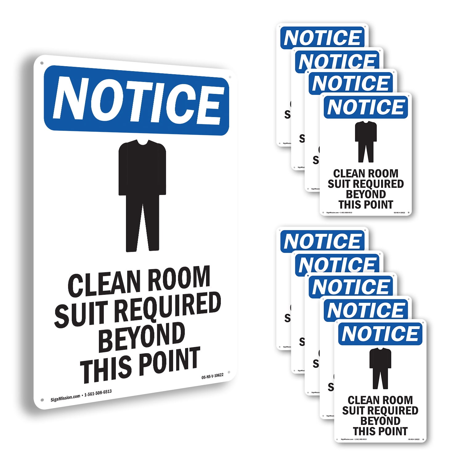 Clean Room Suit Required OSHA Notice Rigid Plastic Sign 10 Inch x 7 ...