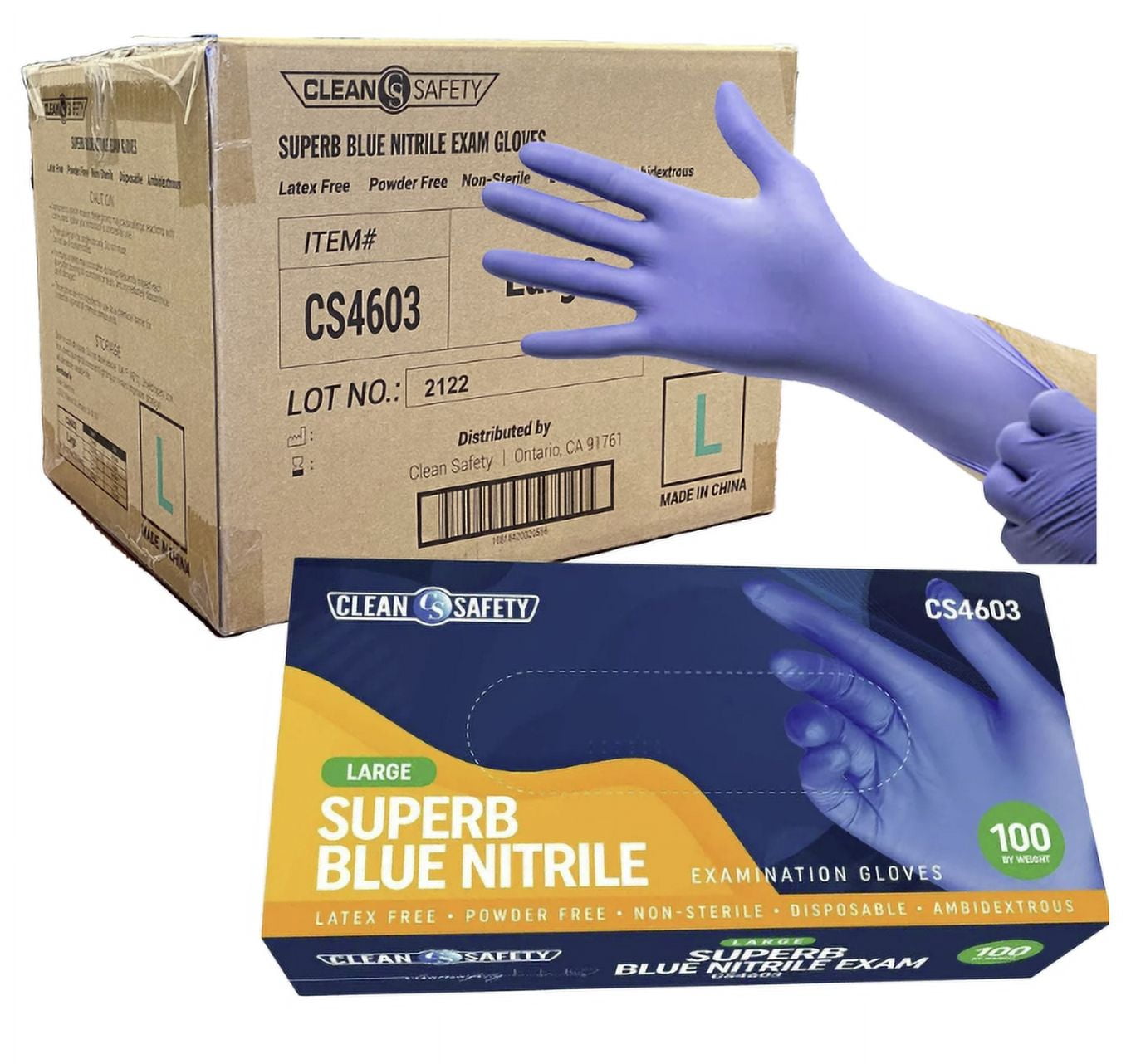 Clean Safety SUPERB Powder-Free Nitrile 4Mil Disposable Medical Exam ...