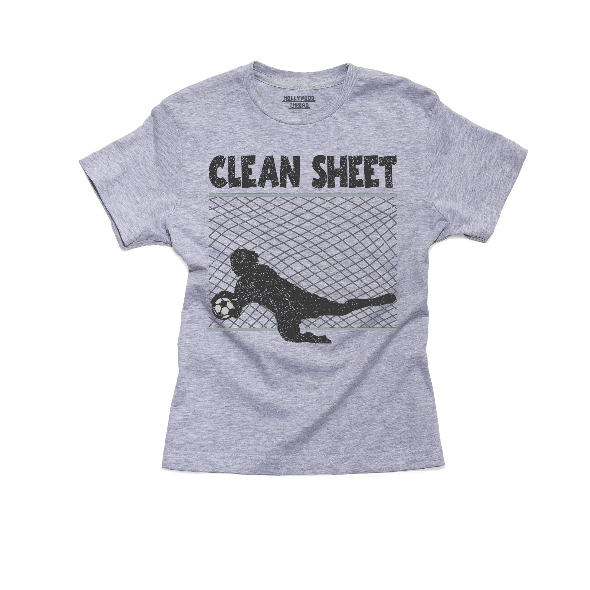 Clean Sheet Soccer Goalie Graphic Design Boy's Cotton Youth Grey T ...