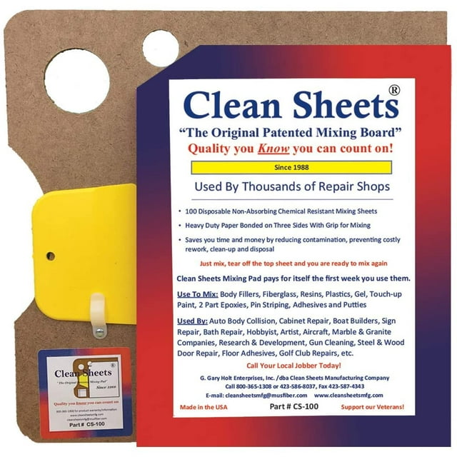 Clean Sheets 100 Disposable Plastic Auto Body, Quick-Mixing Tear-Off ...