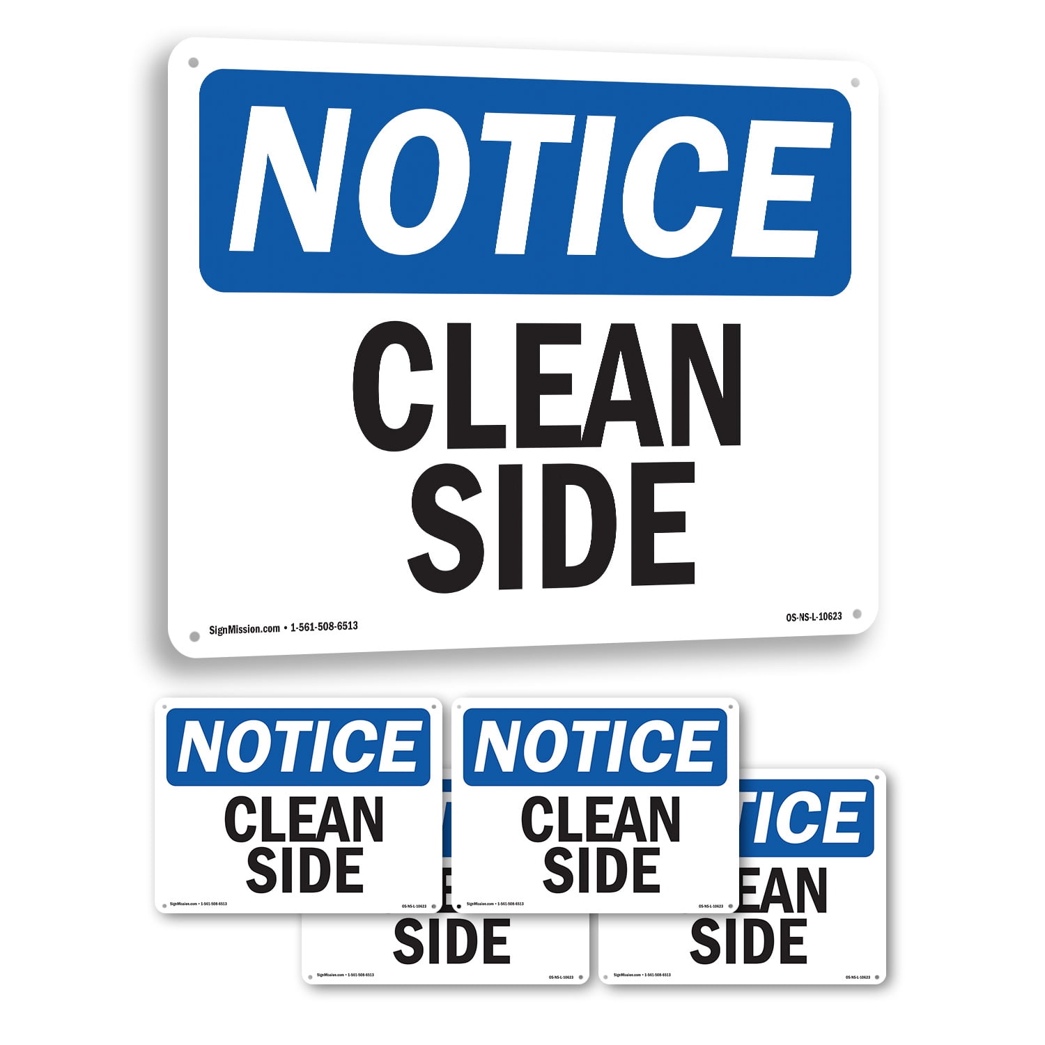 Clean Side OSHA Notice Rigid Plastic Sign 14 Inch x 10 Inch - 5 Pack ...