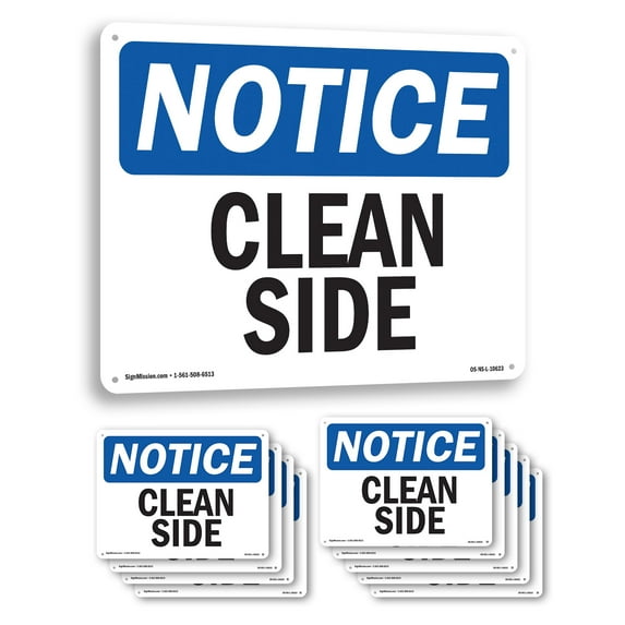 Clean Side OSHA Notice Rigid Plastic Sign 24 Inch x 18 Inch - 10 Pack ...