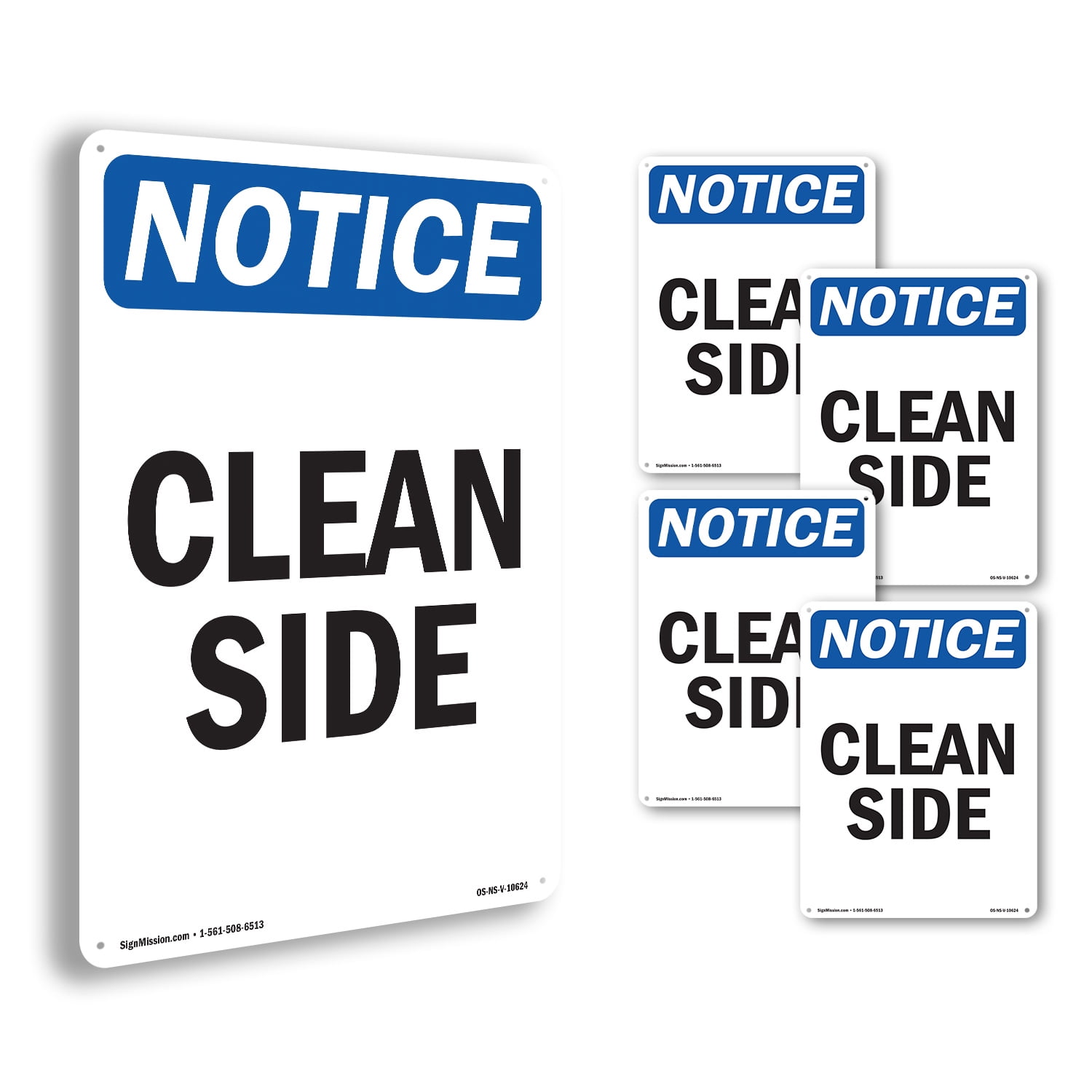 Clean Side OSHA Notice Rigid Plastic Sign 24 Inch x 18 Inch - 5 Pack ...