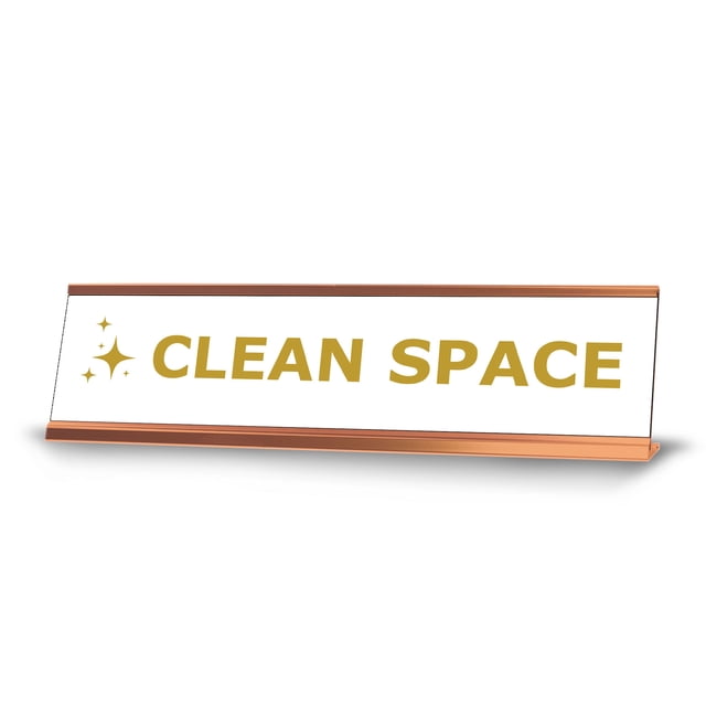 Clean Space, Golden Gold Frame, Desk Sign (2x8") - Walmart Business ...