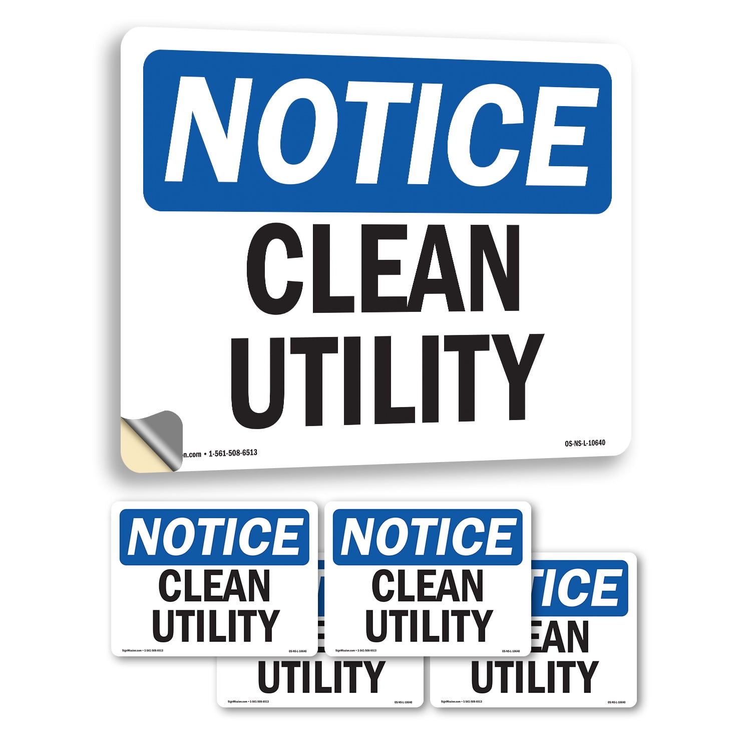 Clean Utility OSHA Notice Vinyl Decal Label 24 Inch x 18 Inch - 5 Pack ...