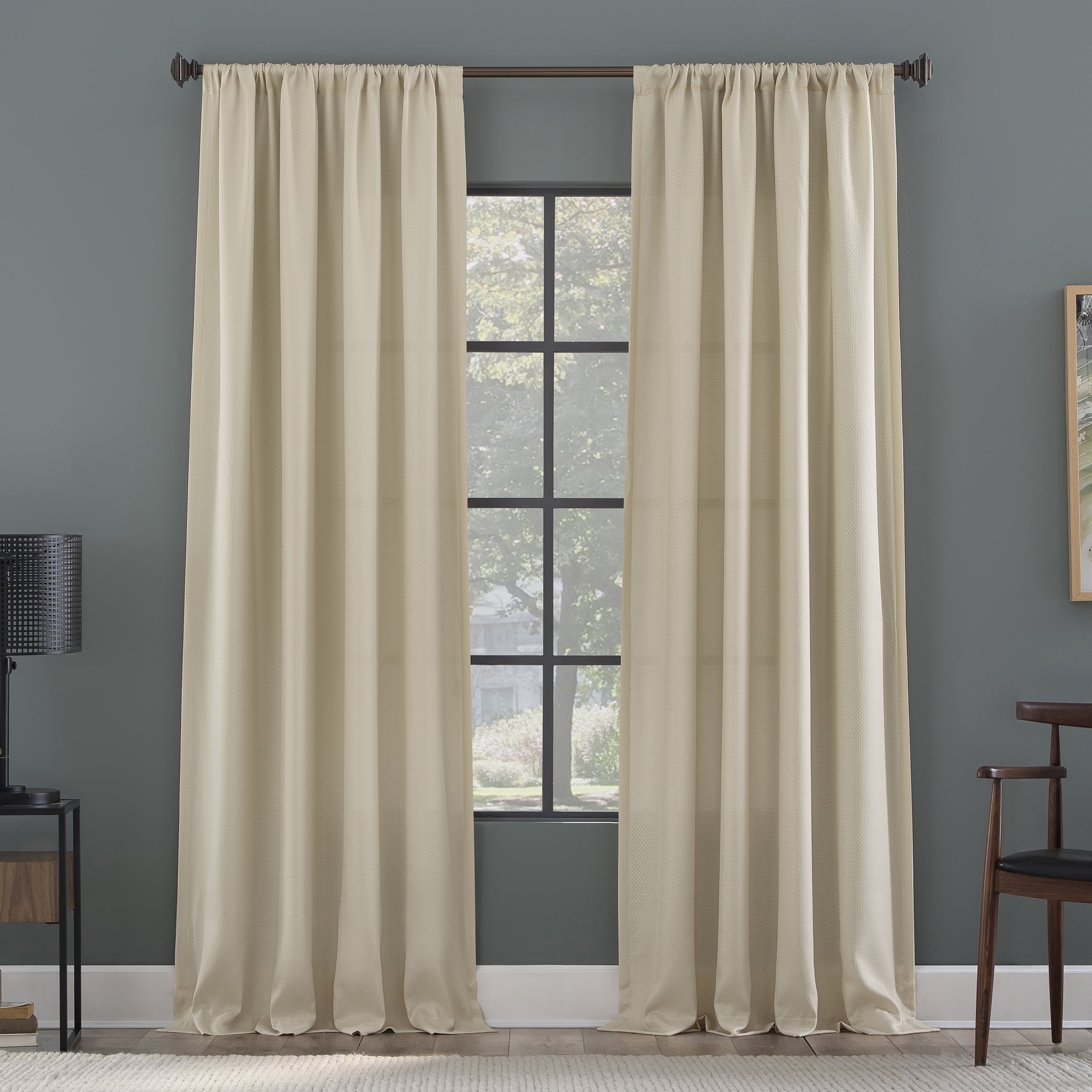 Clean Window Raised Dobby Recycled Fiber Semi-Sheer Curtain Panel50" x ...