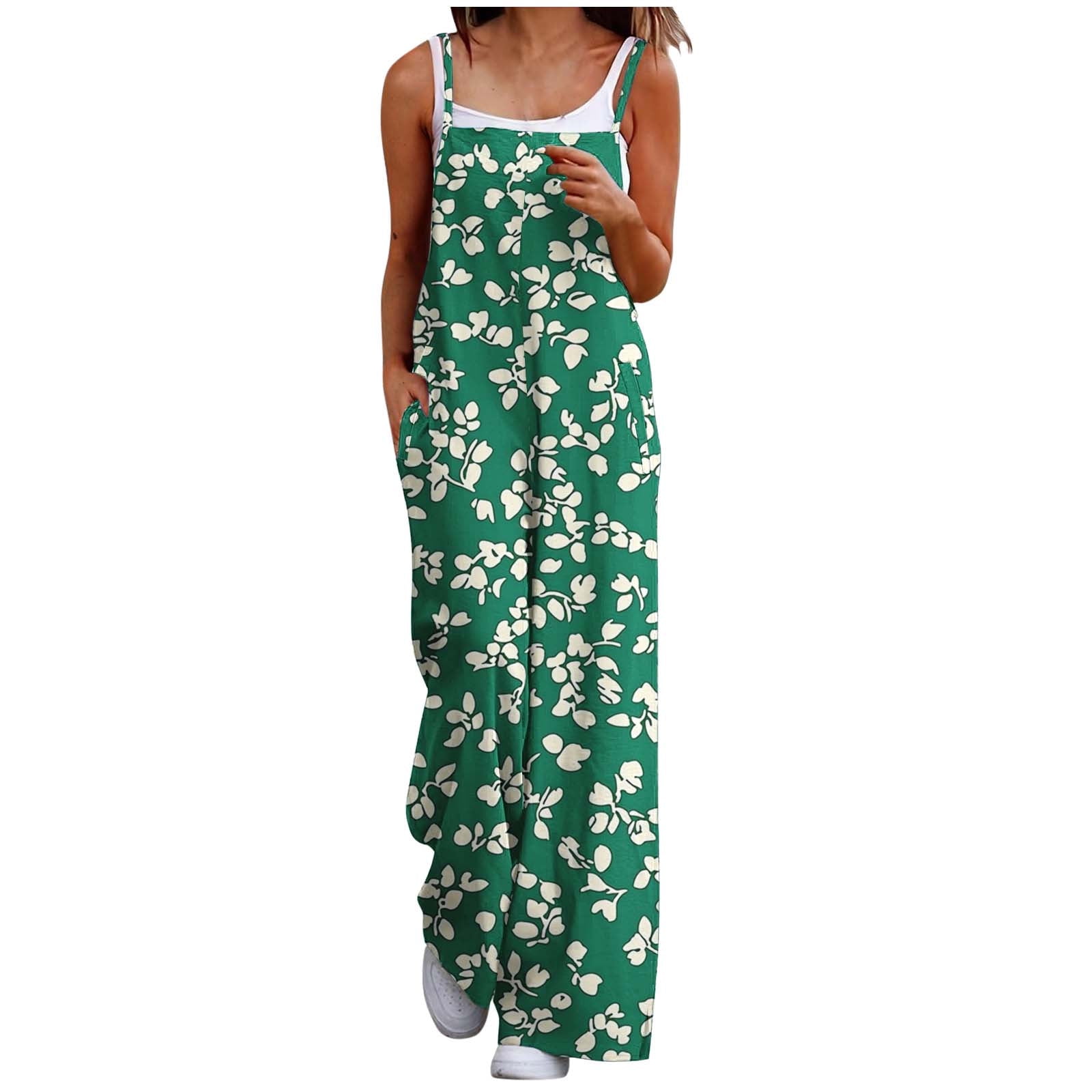 Clean Women's Casual Jumpsuits Summer Floral Print Boho Overalls Floral ...