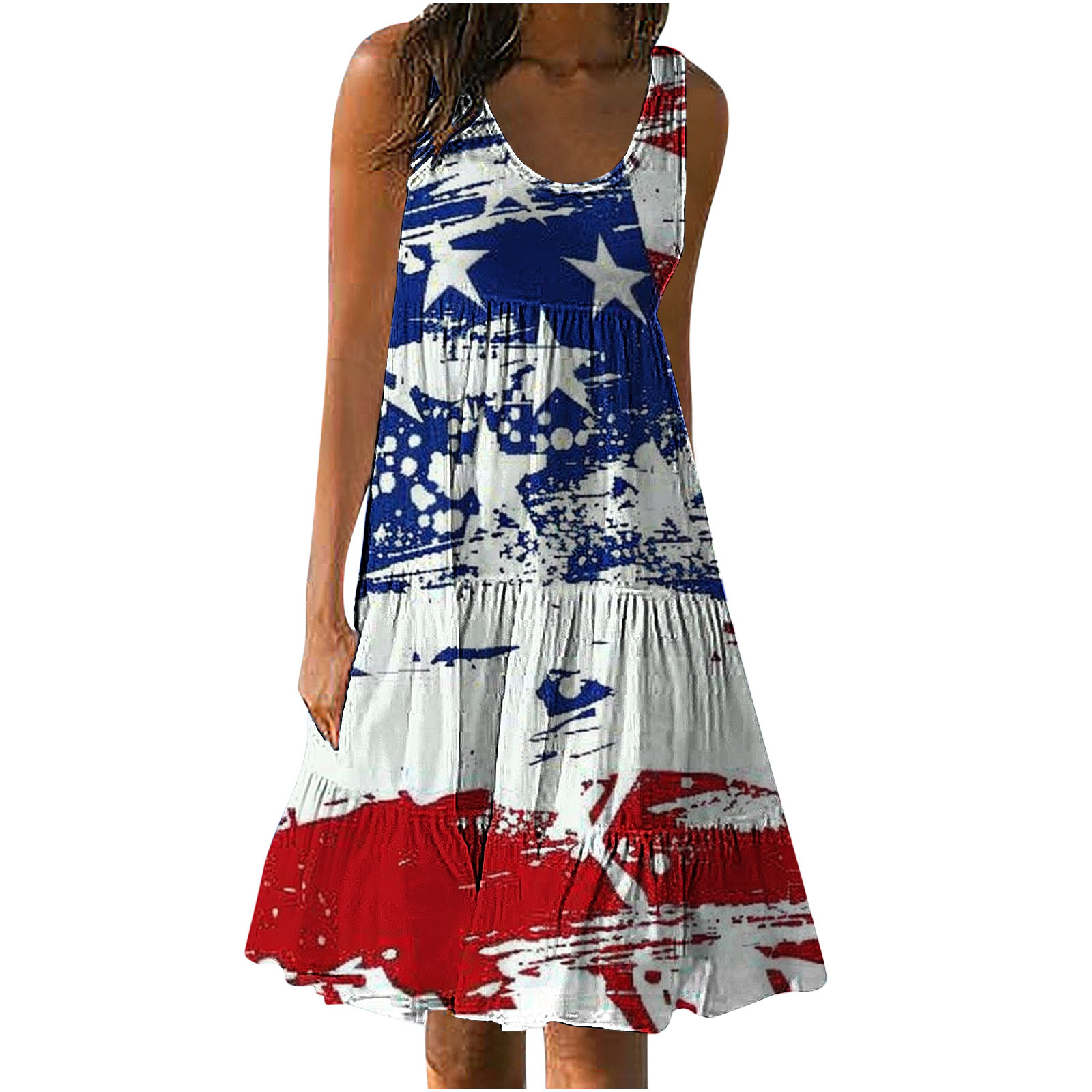 Clean Womens American Flag Graphic Dress Independence Day Sundress 4Th ...