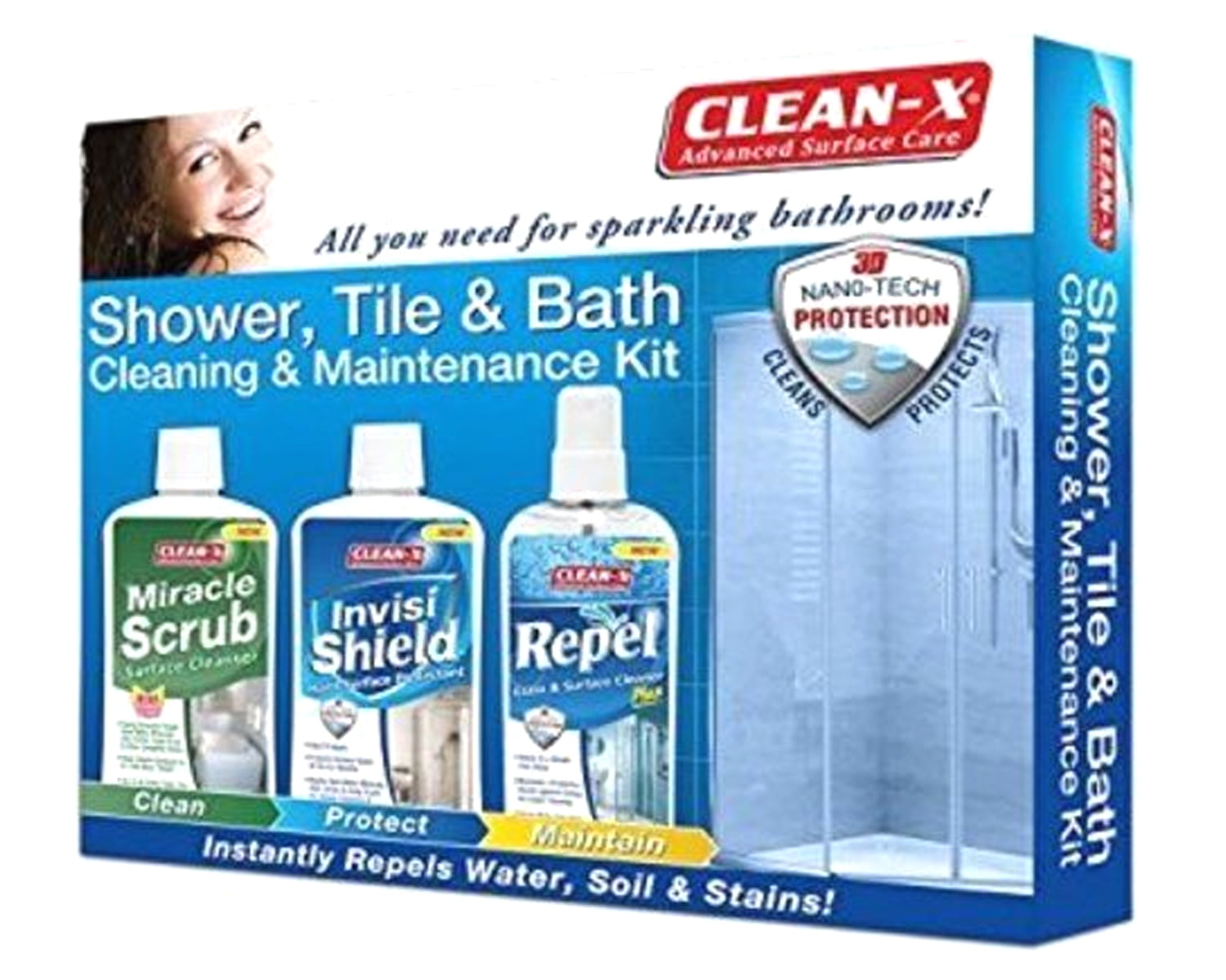 Clean-X - Glass Mirror Tile Ceramics Tub Surfaces Shine Scrub Stain ...