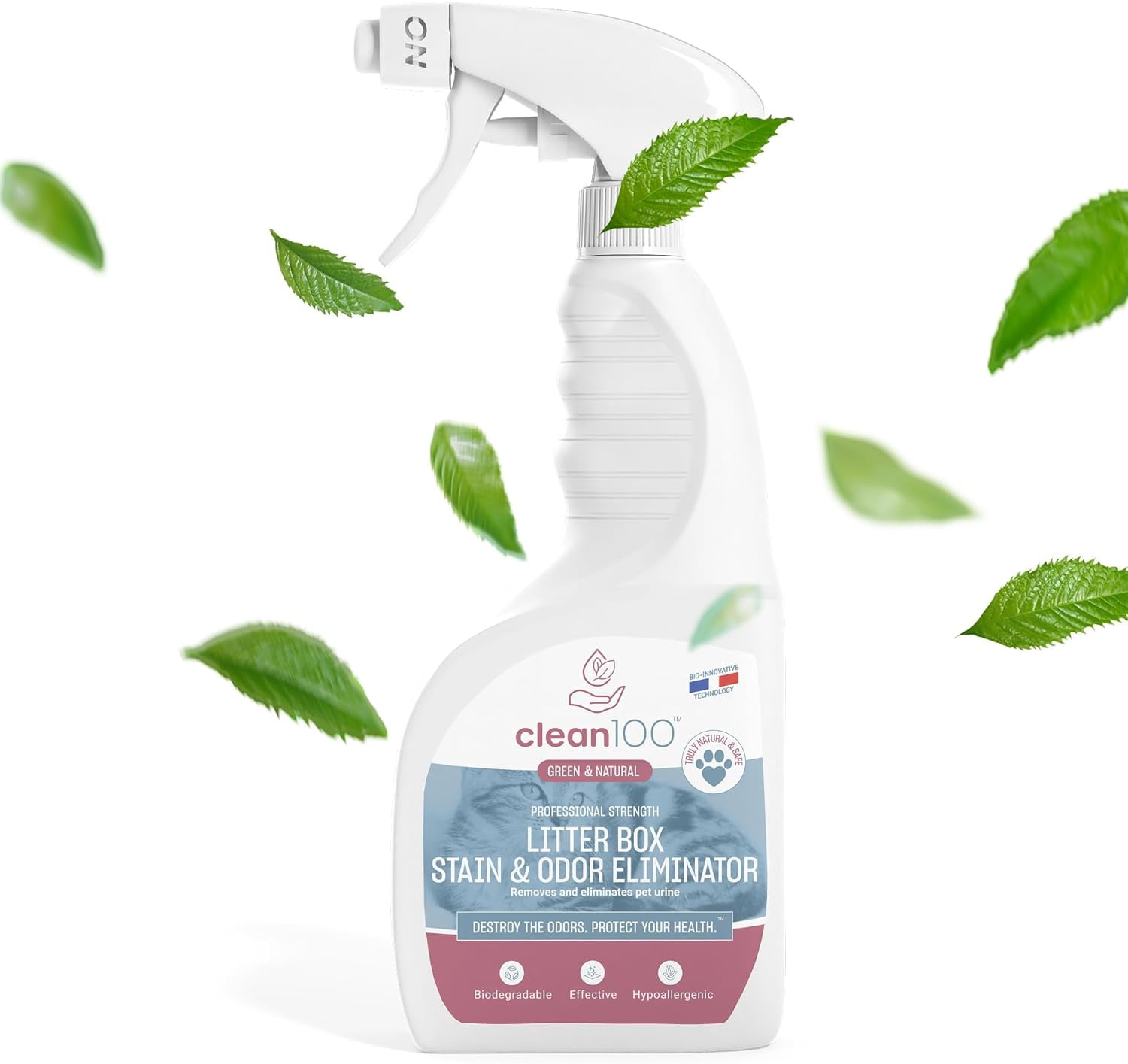 Clean100 Cat Litter Box Deodorizer & Urine Odor Eliminator 100% Natural ...