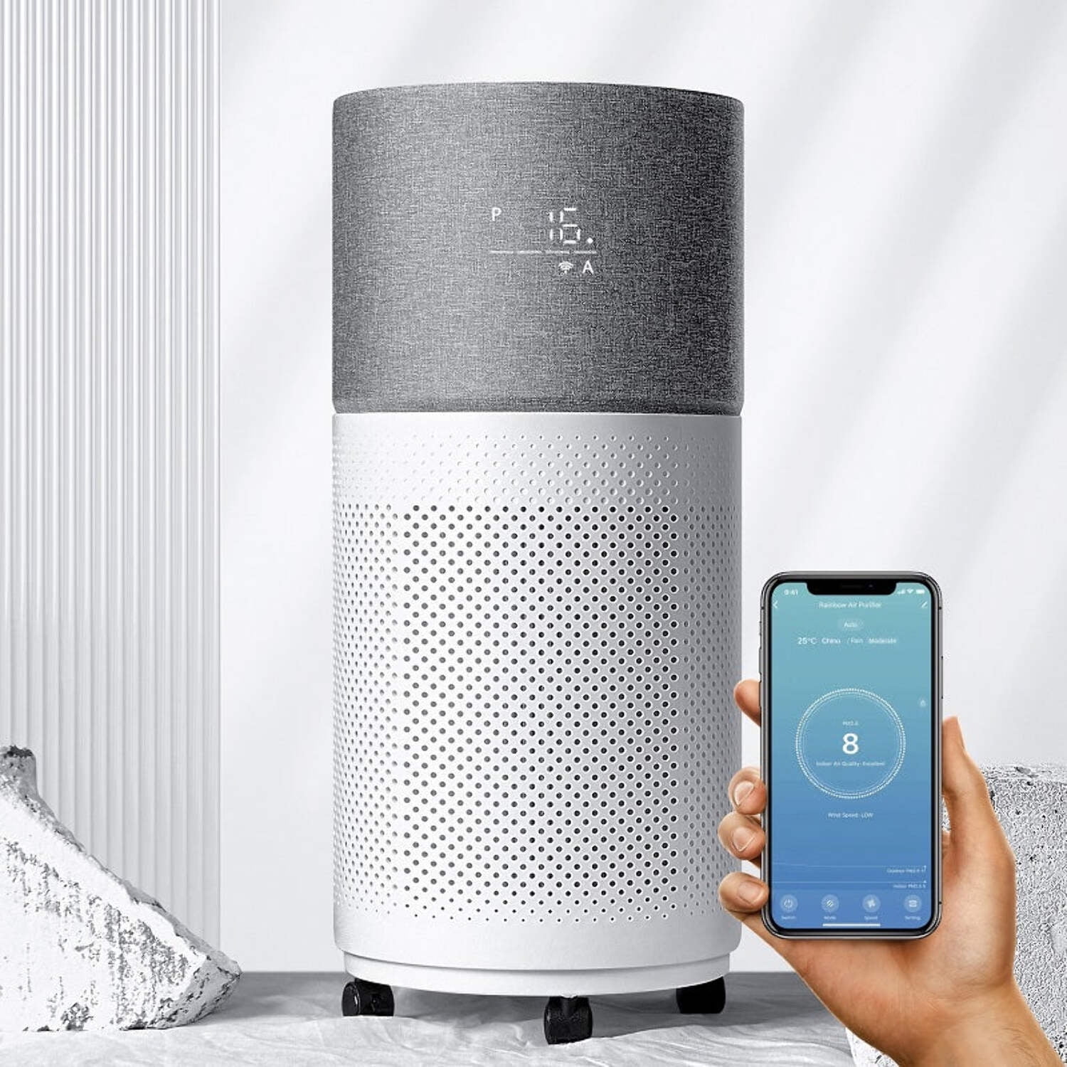 CleanForce Rainbow H13 HEPA Air Purifier, App-Control, for Large Rooms up to 2550sqft, Filters ...